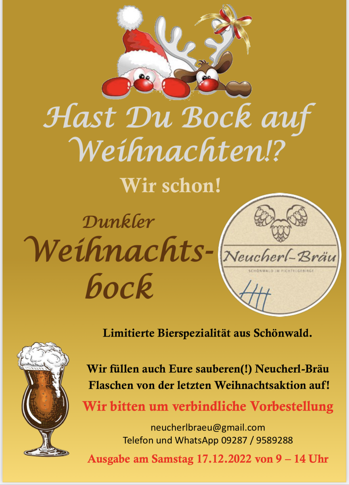 Weihnachtsbock 2022 – Neucherl-Bräu, Schönwald im Fichtelgebirge