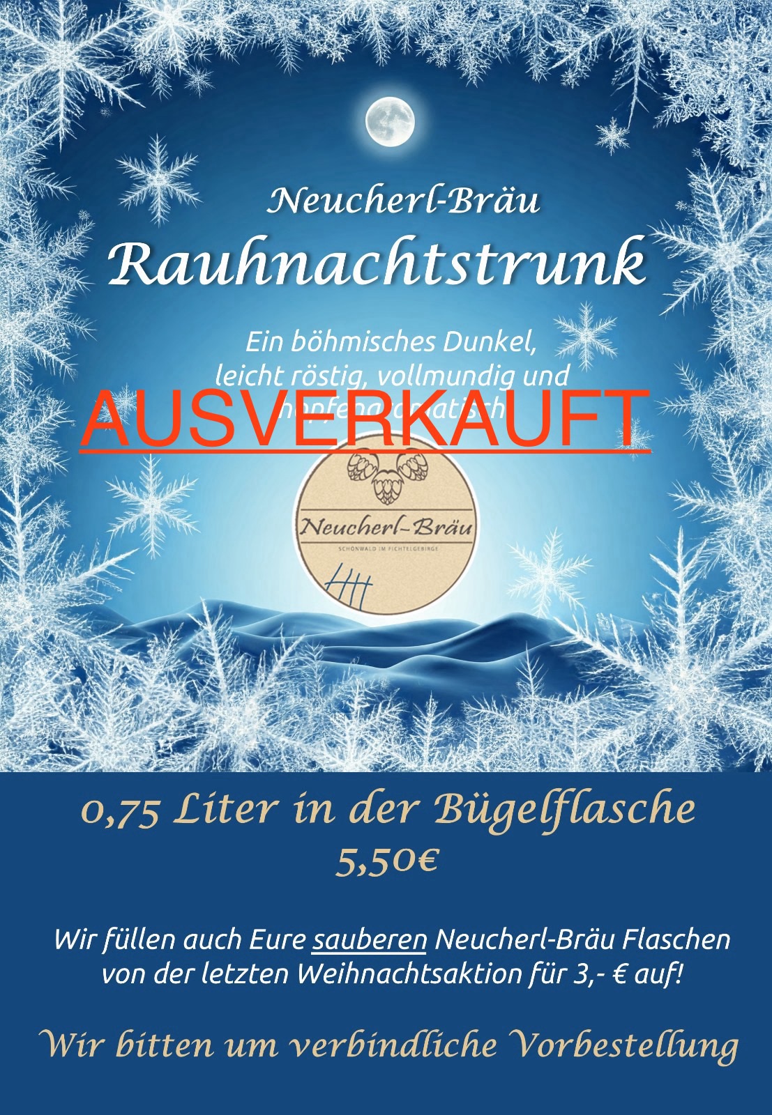 Weihnachtsbier 2024 – Neucherl-Bräu, Schönwald im Fichtelgebirge